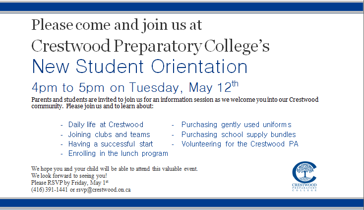 Orientation Invite – CRESTWOOD