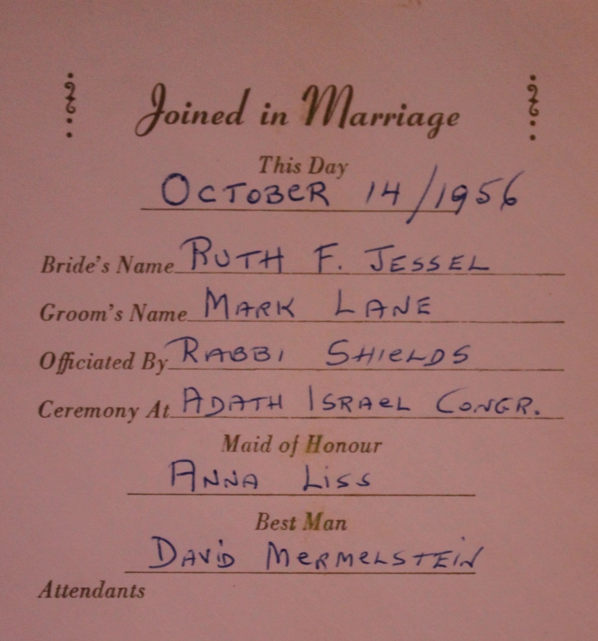 Marriage notice – CRESTWOOD